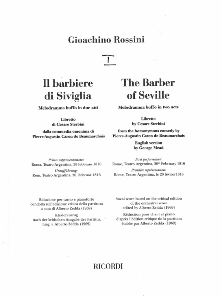 Il barbiere di Siviglia, chorus parts | PDF