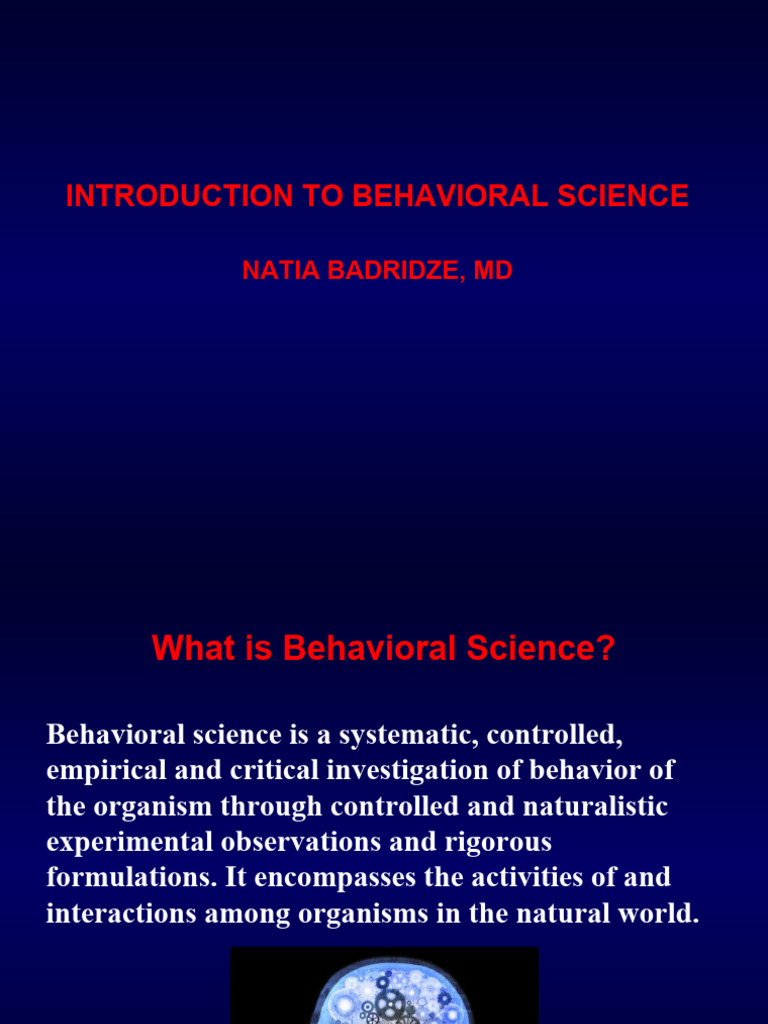 Behavioral Science - Lecture-1 | PDF