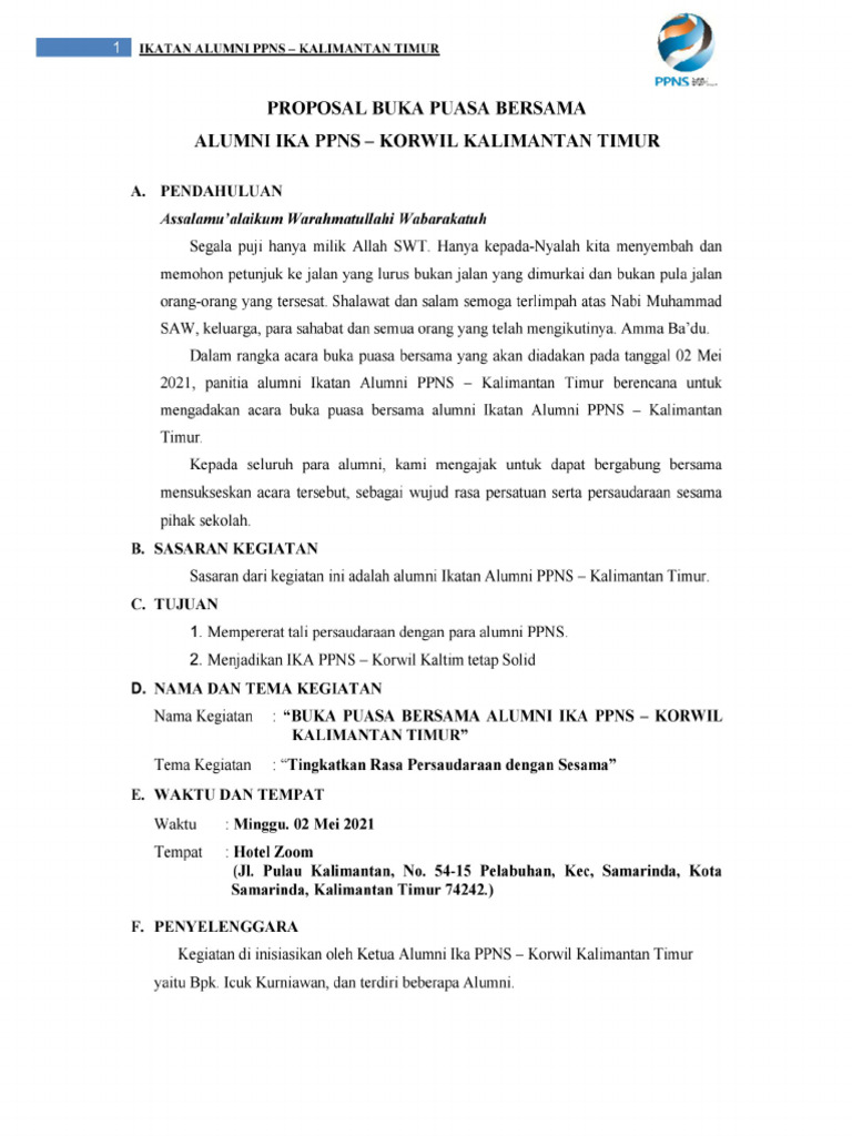 Surat Proposal Buka Bersama Alumni-1 | PDF