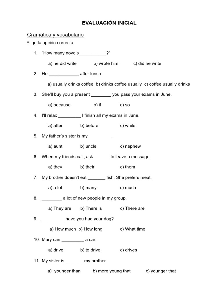 Pruebas de Nivel de Inglés | PDF