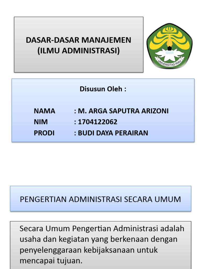 Dasar-Dasar Administrasi dan Manajemen | PDF