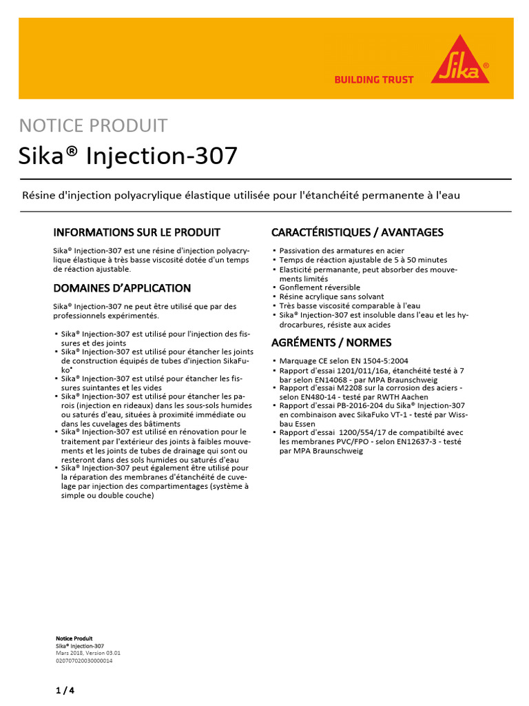 Sika Injection 307 | PDF