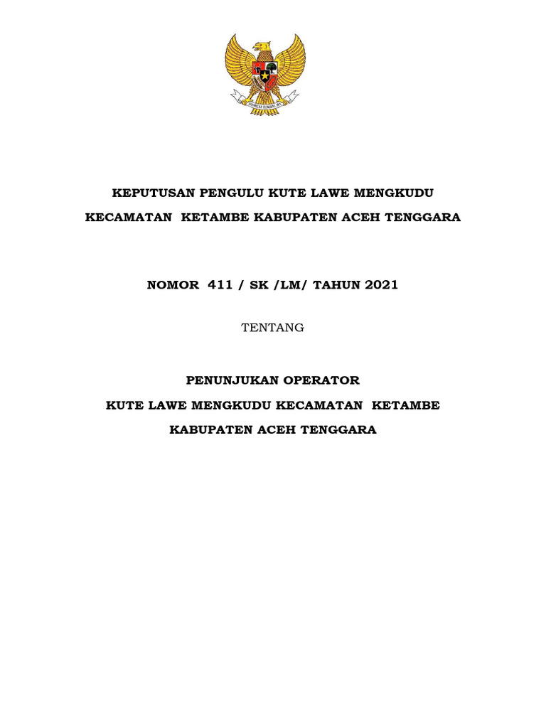 Sk. Operator Profil Desa 2021 | PDF