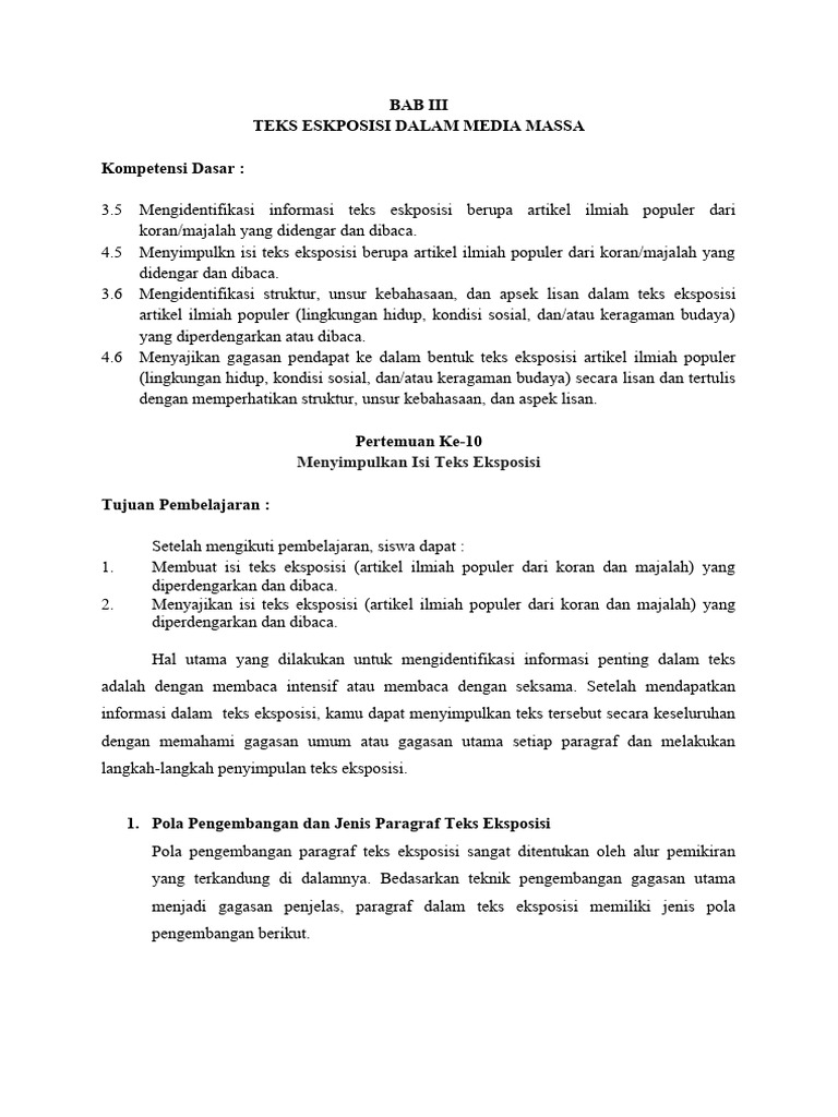 Menyimpulkan Isi Teks Eksposisi | PDF