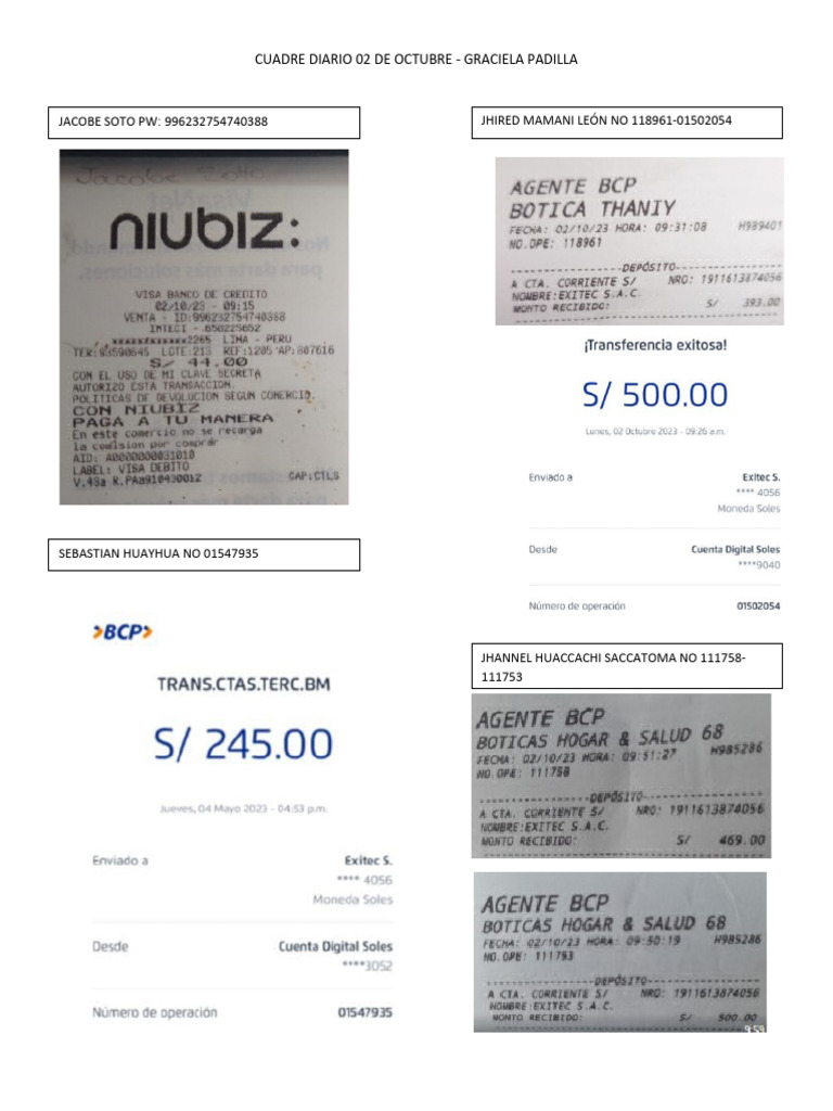 Cuadre 02 Octubre GP | PDF