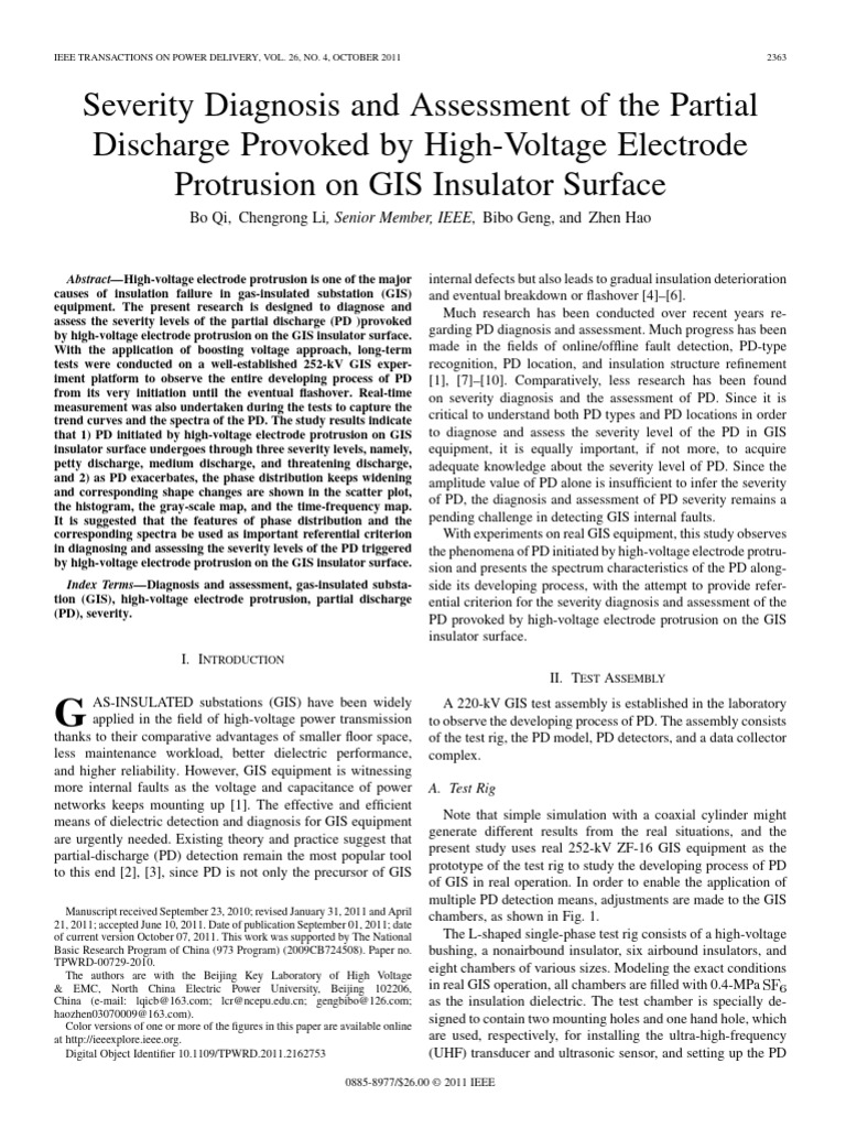 Severity Diagnosis and Assessment of The Partial Discharge Provoked by High-Voltage Electrode ...