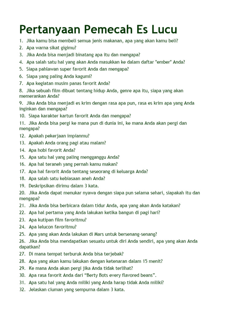 100 Pertanyaan Lucu | PDF