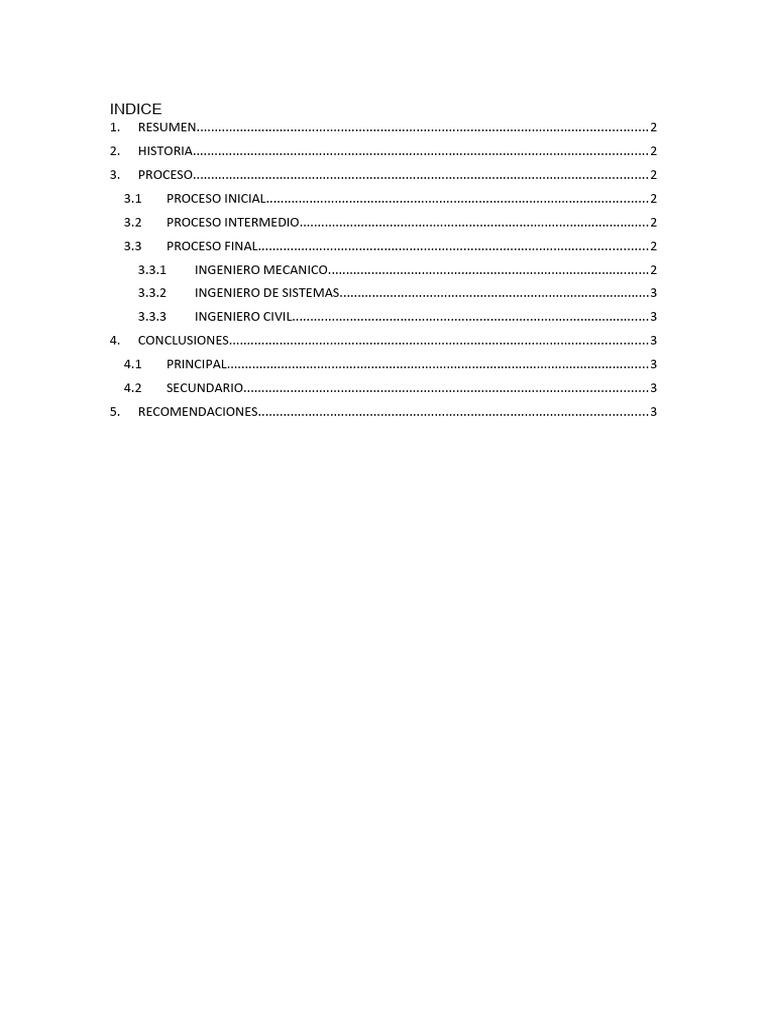 Tabla de Contenido - Ejemplo | PDF