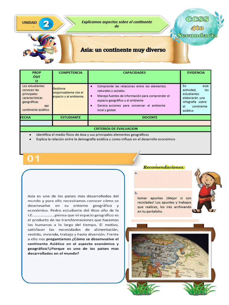 Ficha de Actividad CCSS 4°-Semana 1 | PDF