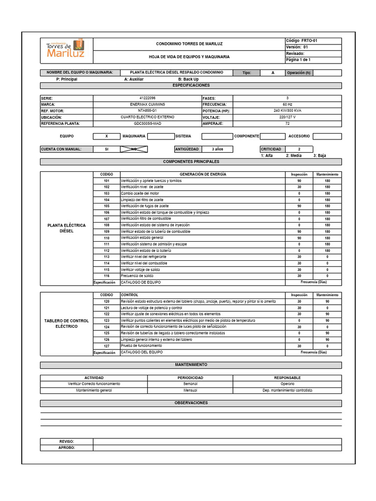 Formato 1 Planta Electrica | PDF
