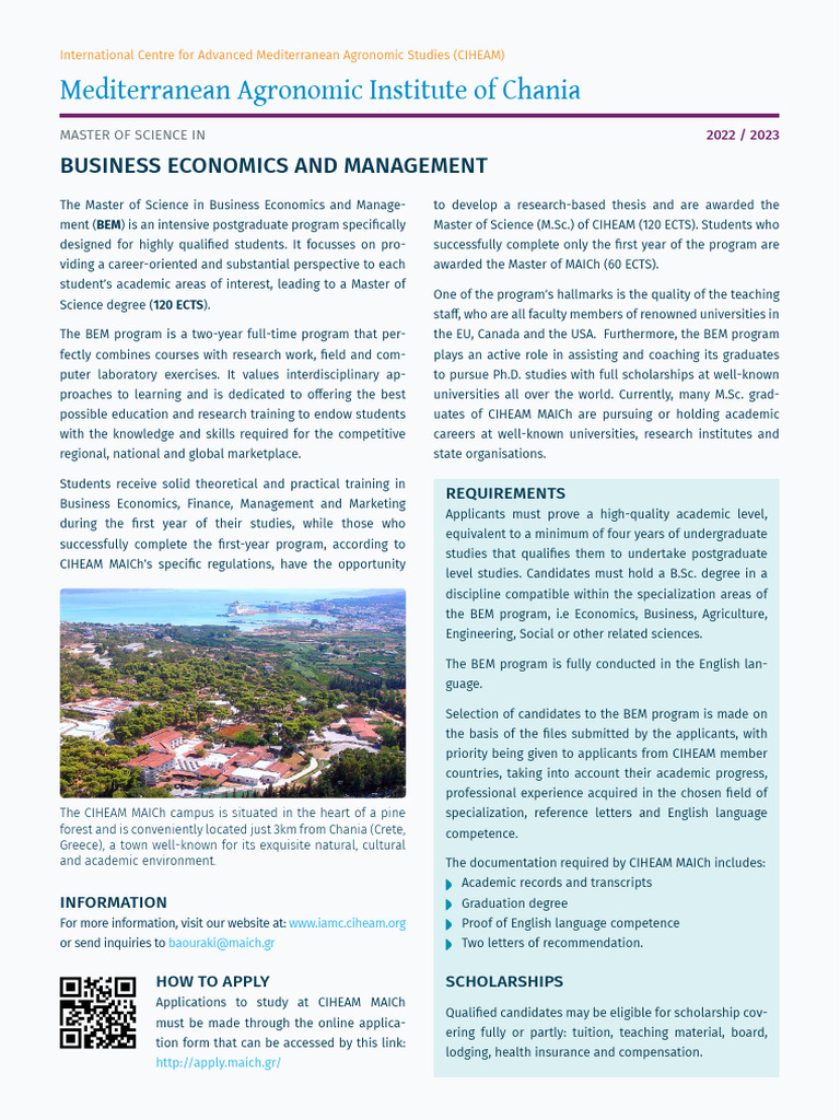 Bem Leaflet 22 23 | PDF | Master Of Science | Master's Degree