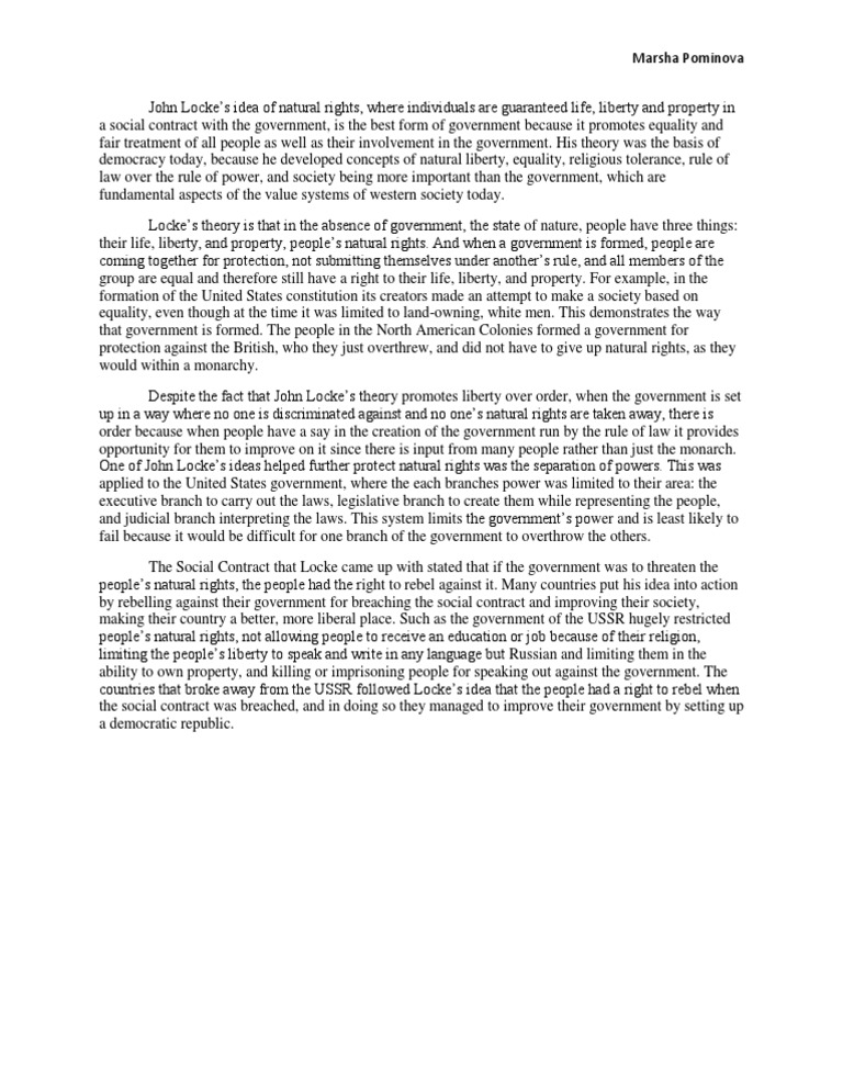 John Locke Essay | PDF | Natural And Legal Rights | John Locke