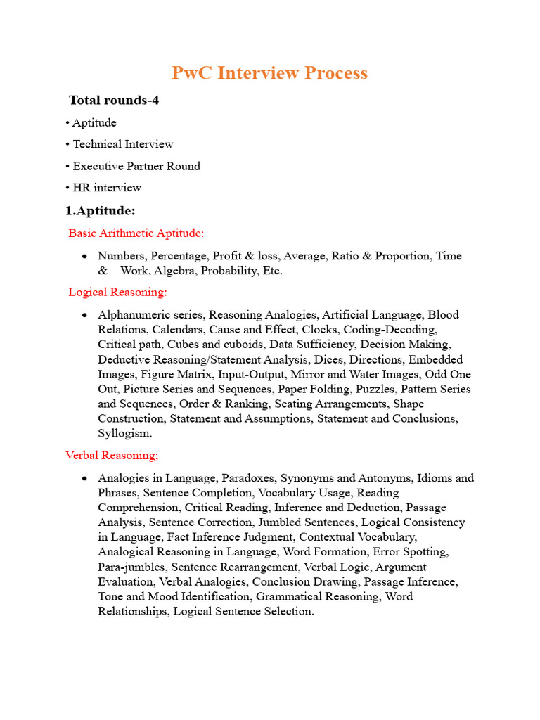 PWC Interview Process | PDF