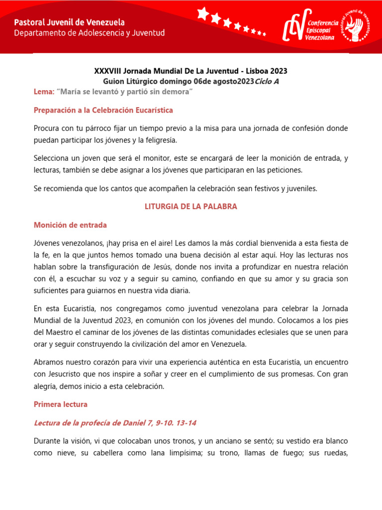 Guin Liturgico JMJ Local 2023 | PDF