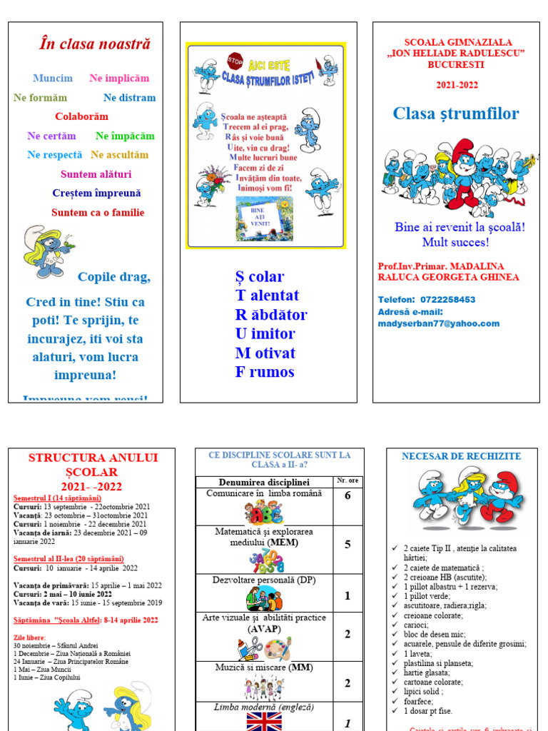 Pliant Strumfi Clasa A Doua Mada 2021 | PDF