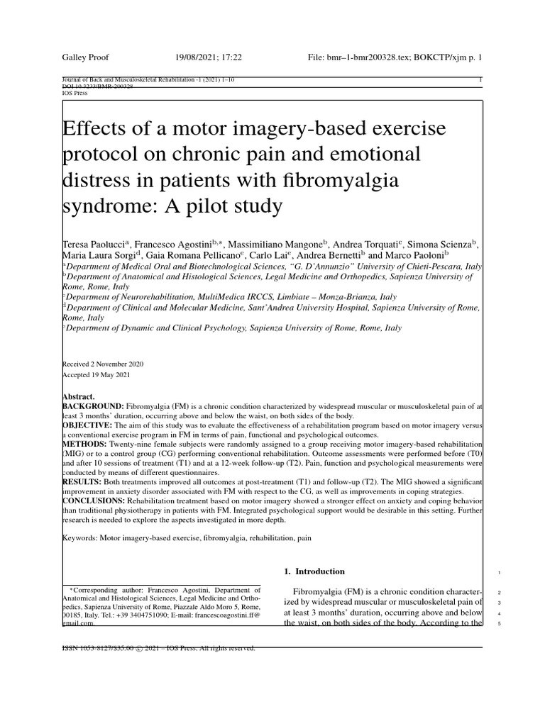 Effects of A Motor Imagery-Based Exercise Protocol On Chronic Pain and ...