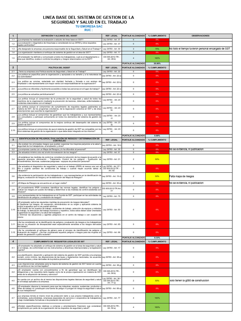 Línea Base SST Llenado 01 | PDF | Business | Derecho laboral