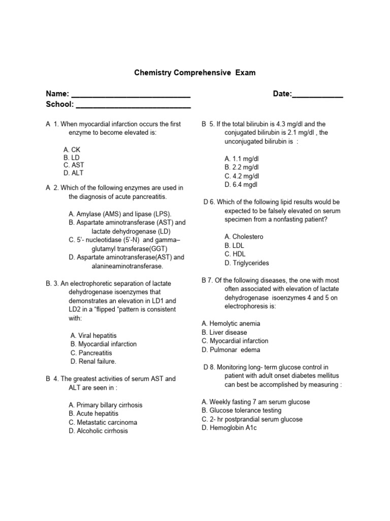 Clinical - Chemistry-Comprehensive-Exam | PDF