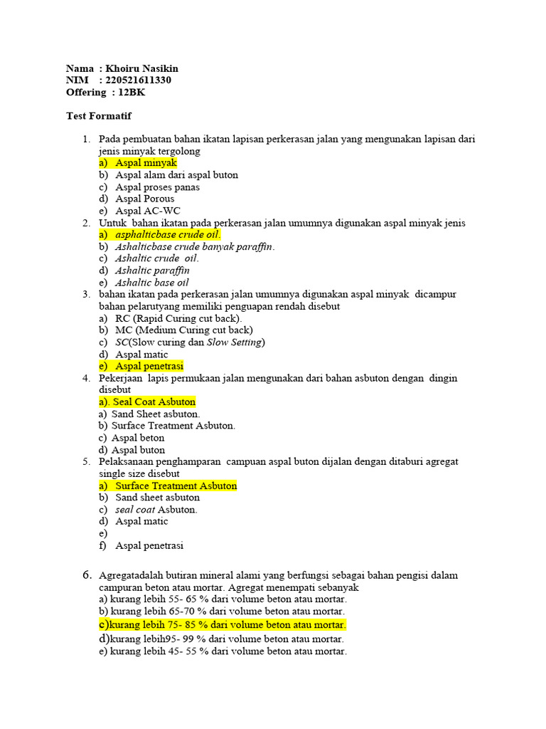 Nama: Khoiru Nasikin NIM: 220521611330 Offering: 12BK Test Formatif | PDF