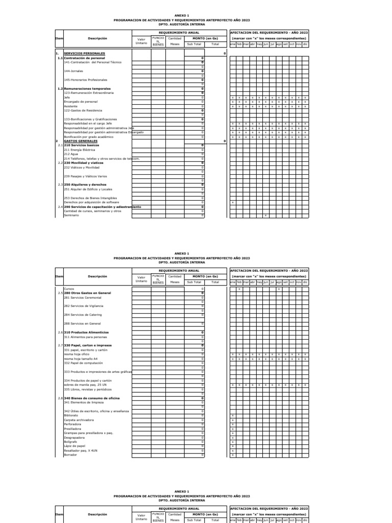 Modelo de Anteproyecto de Presupuesto | PDF | Trabajo de oficina | Equipo de oficina
