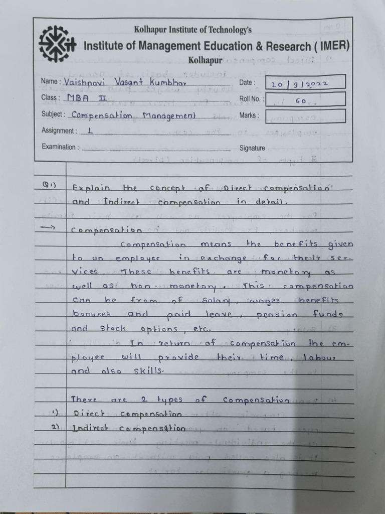 Compensation Management - Assignment 1 | PDF