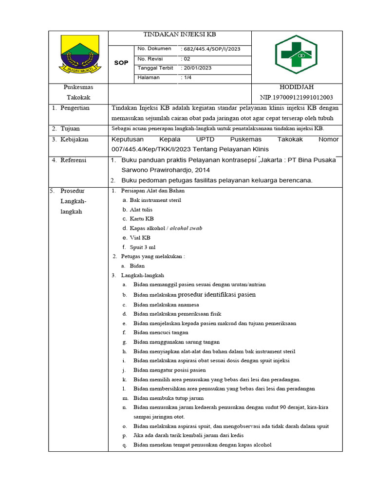 Sop KB Suntik | PDF