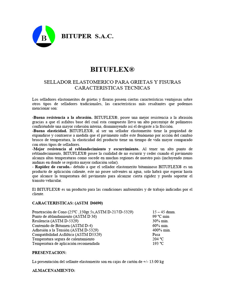 Especificac BITUFLEX OK | PDF