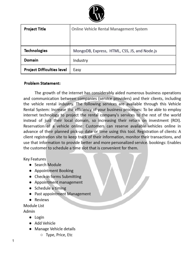 Online Vehicle Rental Management System-Mern | PDF | Cloud Computing | Internet