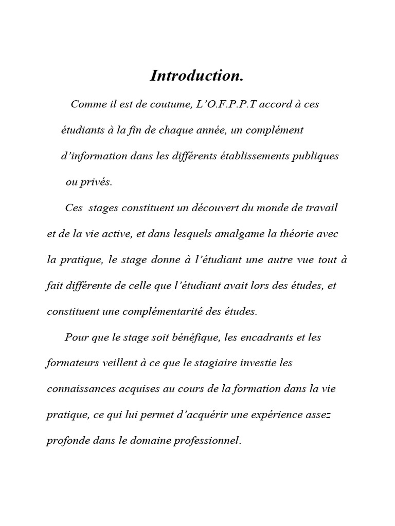 Raport de Stage OFPPT | PDF