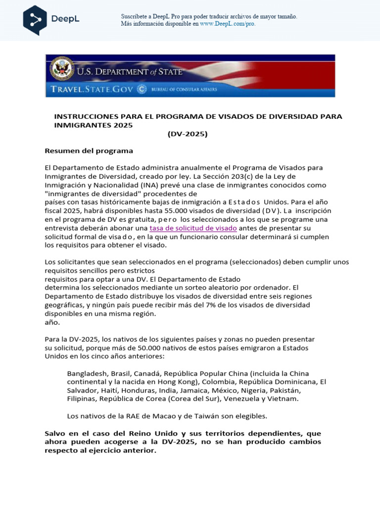 DV-2025 - Instructions-Faqs Es | PDF