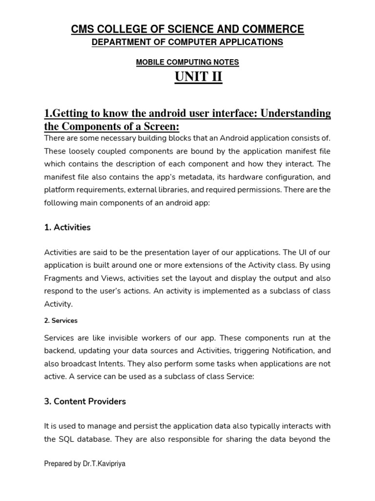 Mobile Computing Notes-Unit 2 | PDF