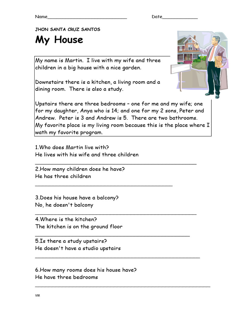 Describing My House Reading Comprehension Exercises 40008 | PDF