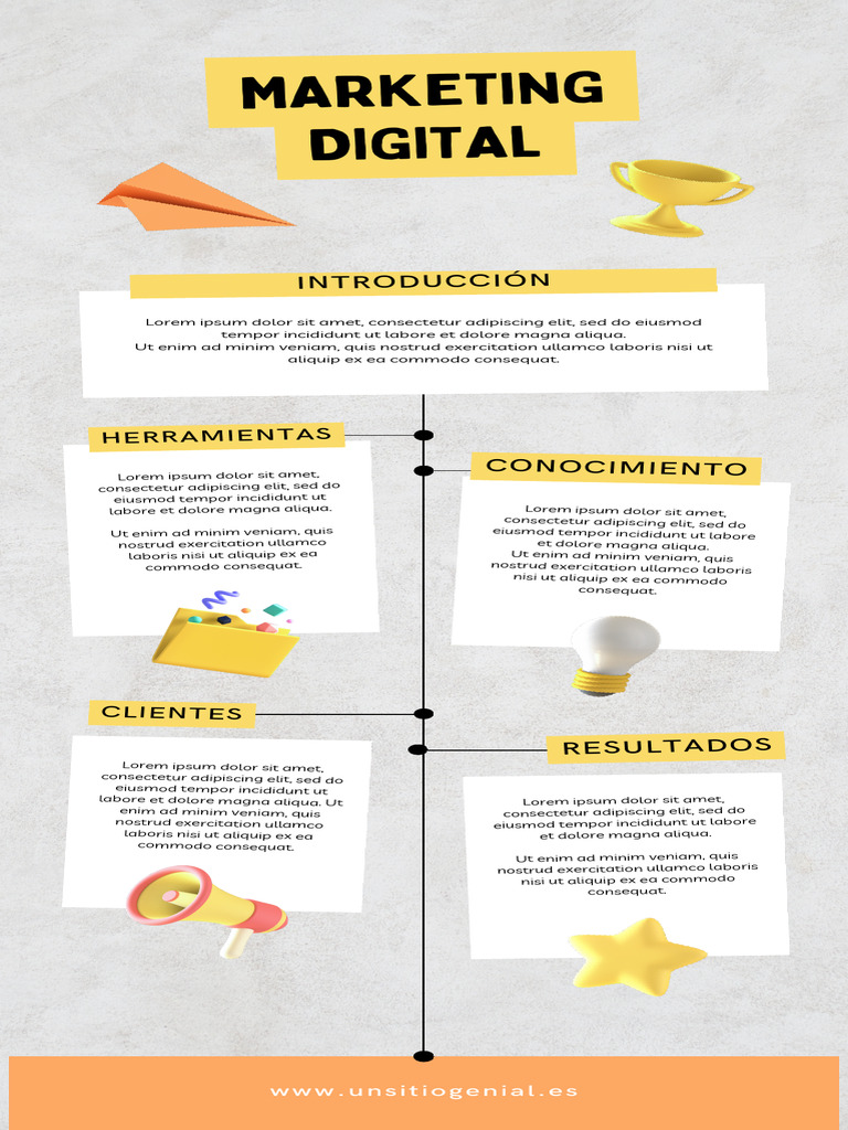 Infografía Marketing Digital Moderno Amarillo | PDF