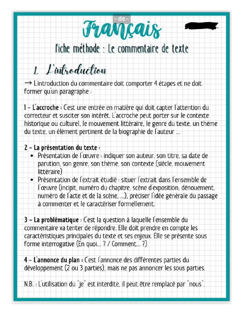 Français Commentaire Composé | PDF