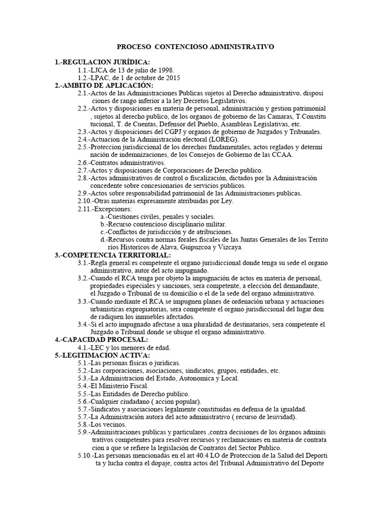 Proceso Contencioso Administrativo Esquema Pdf