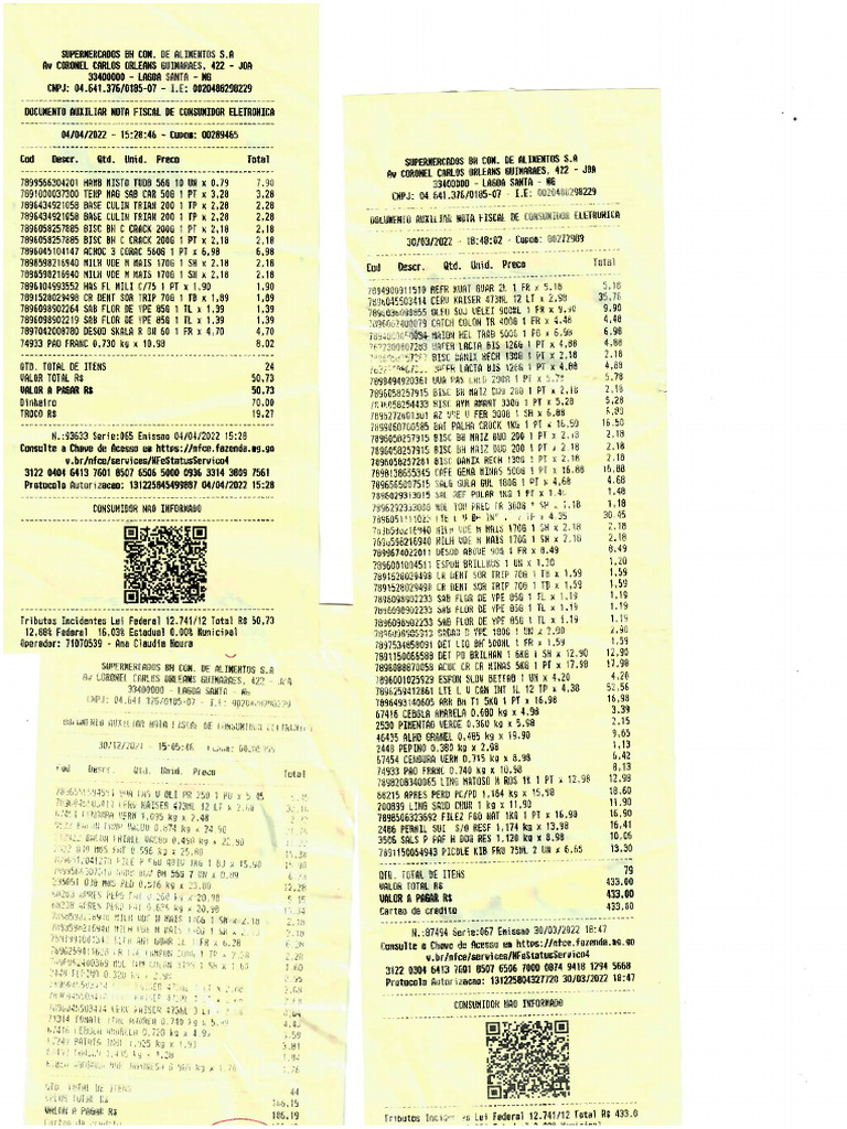 Notas de Supermercado | PDF