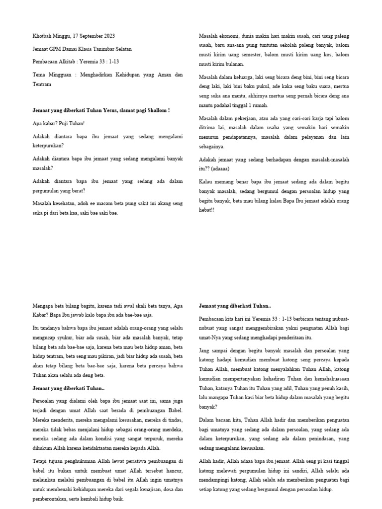 Kehidupan Aman dan Tentram dalam Tuhan | PDF