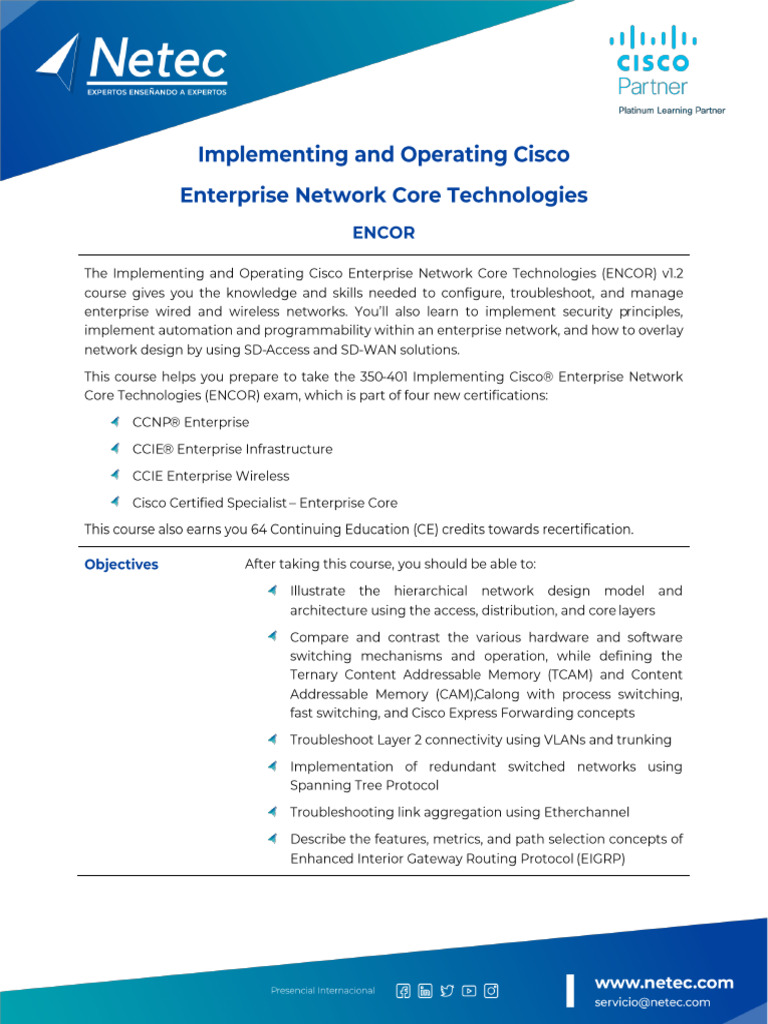Encor Implementing And Operating Cisco Enterprise Network Core