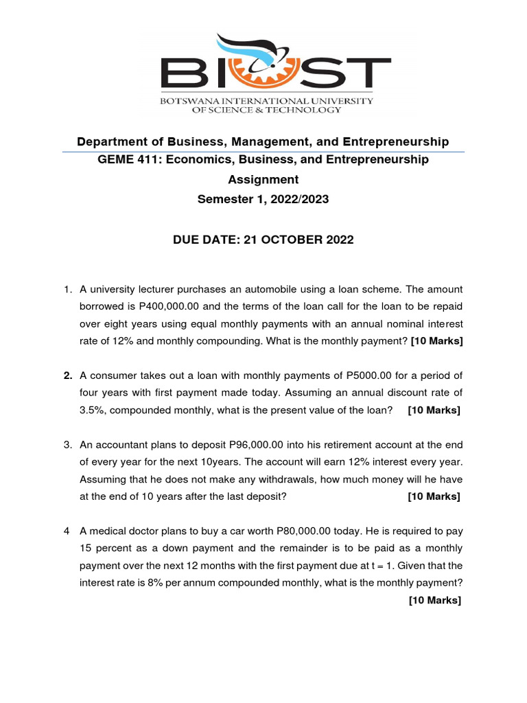 Geme 411 Assignment-Sem 1-2022-2023 | PDF