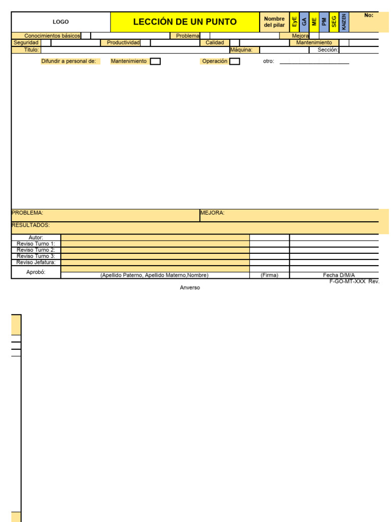 003 Formato Lección de Un Punto | PDF