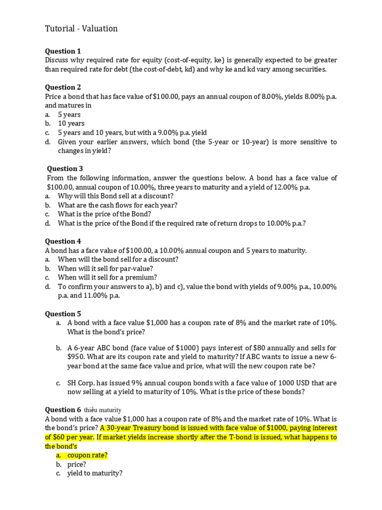 Tutorial - Valuation | PDF