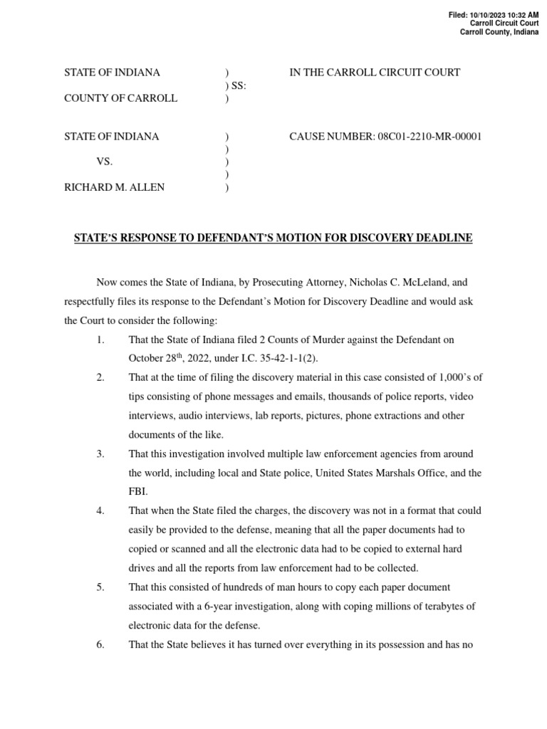 Revised States Response to Discovery Deadline pdf | PDF