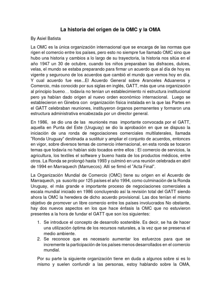 Historia de La OMC y La OMA | PDF