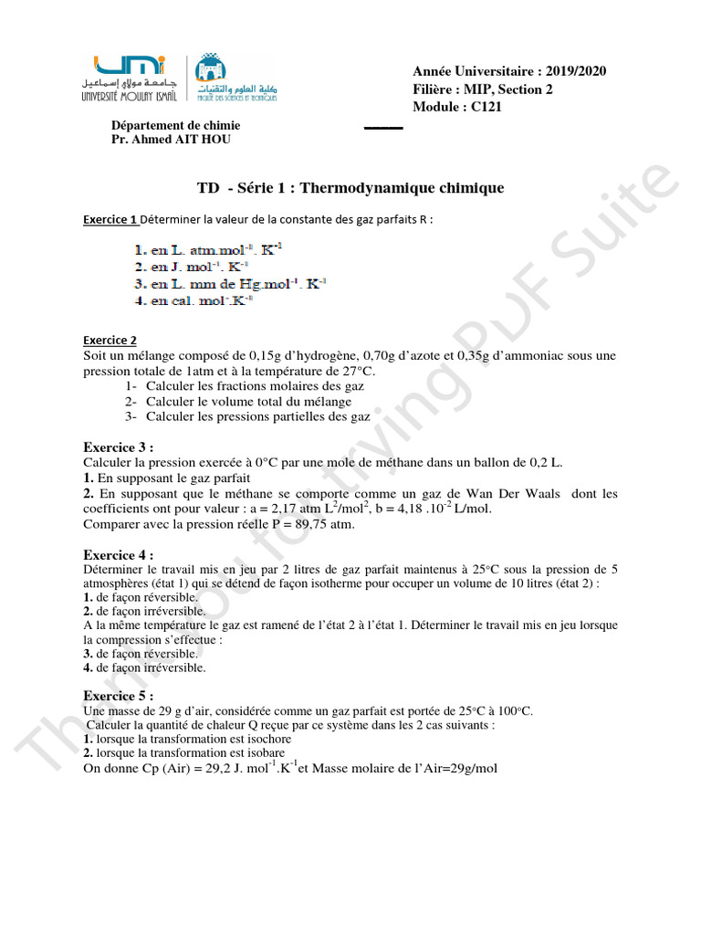 TD Thermo Serie1 Ait Hou | PDF