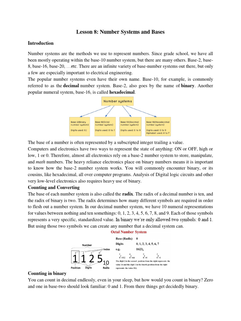 Lesson 8 Number Systems and Bases | PDF