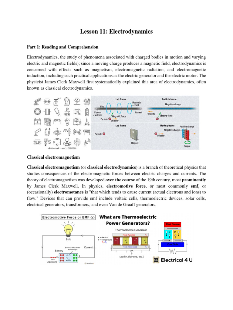 Lesson 11 Electrodynamics | PDF | Electromagnetic Induction ...