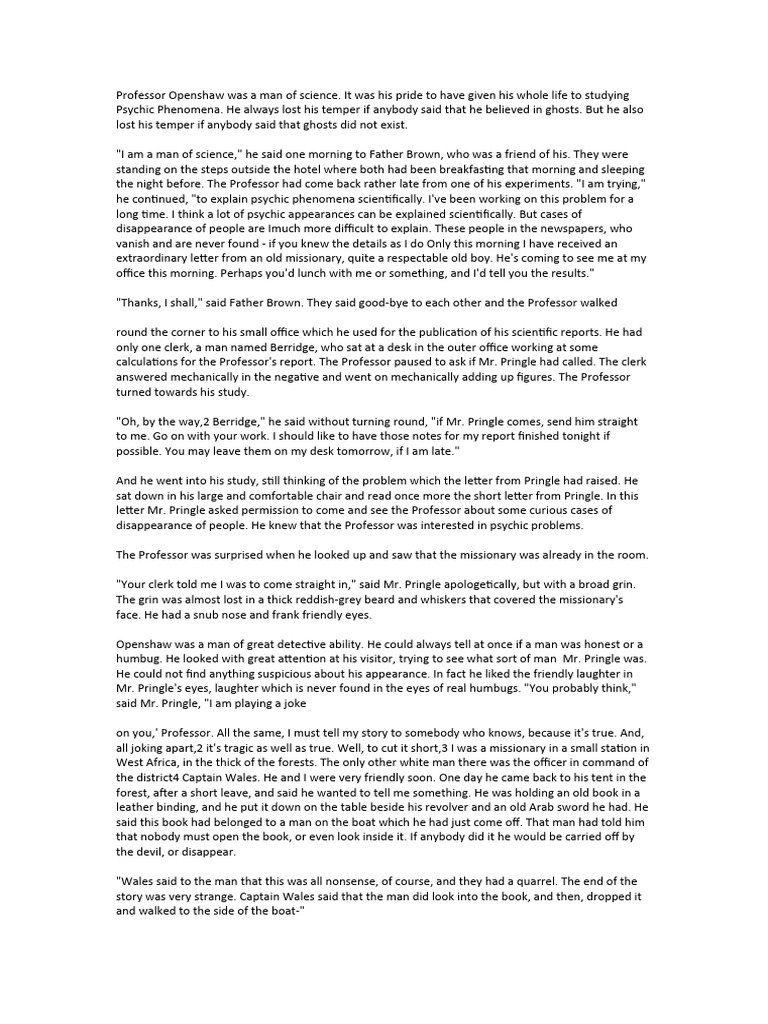 Professor Openshaw Was A Man of Science | PDF | Religion & Spirituality ...