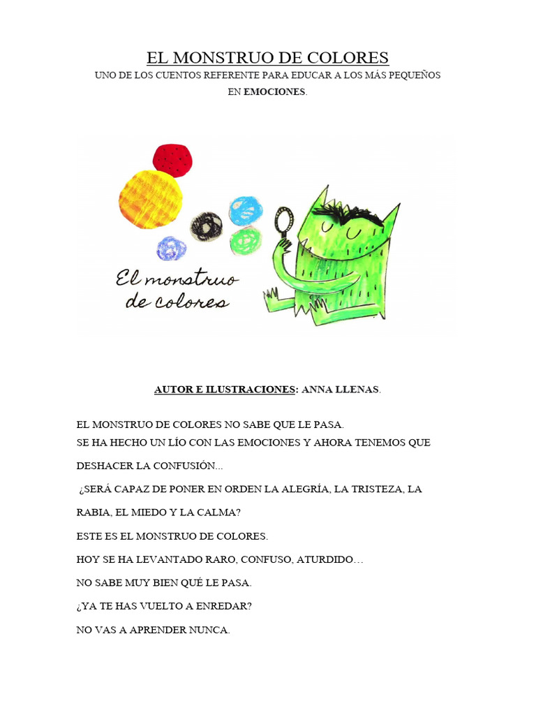 El Monstruo de Colores: Emociones en PDF | PDF