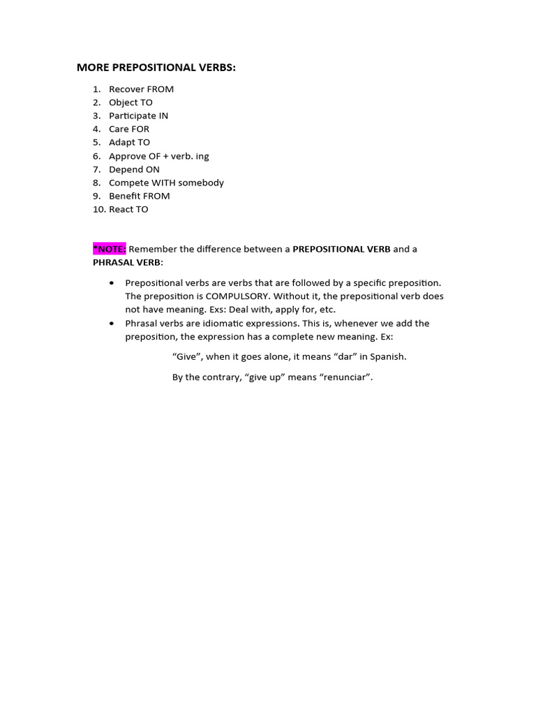 More Prepositional Verbs | PDF | Language Arts & Discipline