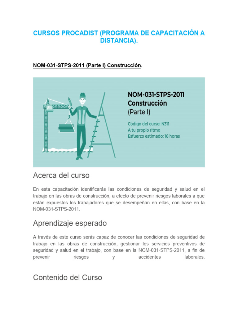 Cursos Procadist (Programa de Capacitación A Distancia) . | PDF